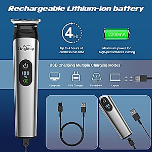 Brightup Beard Trimmer for Men - 22 Piece Beard Grooming Kit with Hair Trimmer, Hair Clippers, Electric Razor - IPX7 Waterproof Shavers for Mustache, Face, Nose, Ear, Body - Ideal Mens Gifts, YH-7282