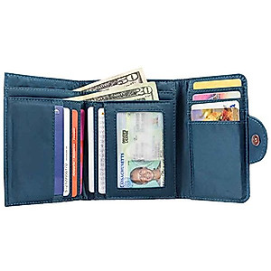 Big Skinny Women's Trixie Tri-Fold Leather Wallet, Holds Up to 30 Cards, Compact,Lightweight, Teal