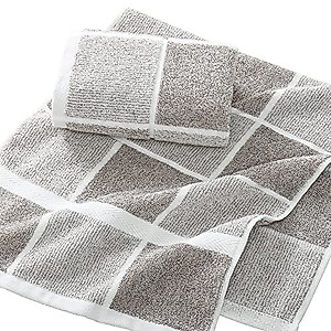 sense gnosis Summer Grey Hand Towel Set of 2 Soft 100% Cotton Checkered Pattern Terry Absorbent Decorative Hand Towel for Bathroom 13x 29 Inch