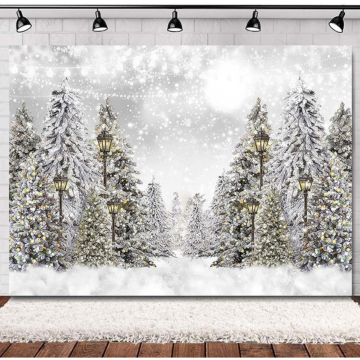 Alltten Winter Backdrop Winter Wonderland Backdrops Christmas Party Photo Banner 7x5ft F100