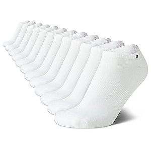 Tommy Hilfiger Women's Socks - Lightweight No Show Socks (12 Pack), Size 4-10, White Logo