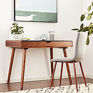 Christopher Knight Home Peninah Mid-Century Rubberwood Writing Desk, Charcoal Grey / Medium Brown