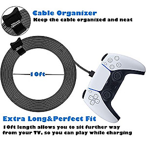 BATSOEASY USB C Charging Cable Compatible with PS5 Controller, 2 Pack 10Ft Fast Charging USB Type C Charger Cord Compatible with Playstation 5 PS5 Dual Sense, Xbox Series X/Series S Controllers