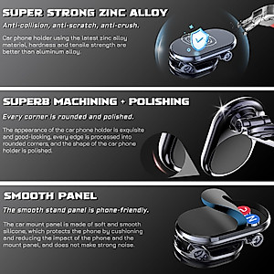Car Phone Stand, DIPEQOBA Must-Have Alloy Folding Magnetic Cell Phone Mount, Stable Versatile Automobile Dashboard Holder With Dual 360° Rotation, Universal Hands Free Car Accessory for All Smartphone
