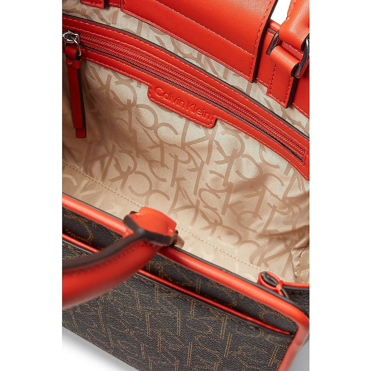 Calvin Klein Jade Satchel Brown/Khaki/Spicy Orange One Size