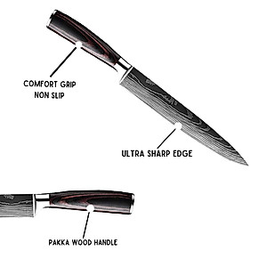 SHOKUNIN USA Ultra Sharp Premium 8-inch Stainless Steel Carving Knife - Ergonomic Design - Best for Slicing Roasts, Meats, Fruits and Vegetables - Japanese Knife - Multipurpose Knife