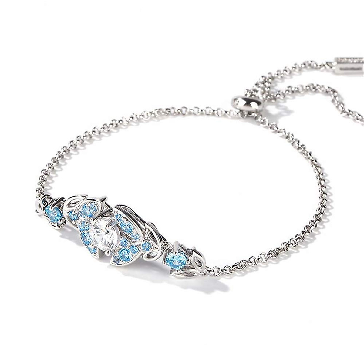 Jeulia Butterfly Round Cut Sterling Silver Bracelet for Women Teen Girls Bride Girlfriend Wife with Jewelry Box