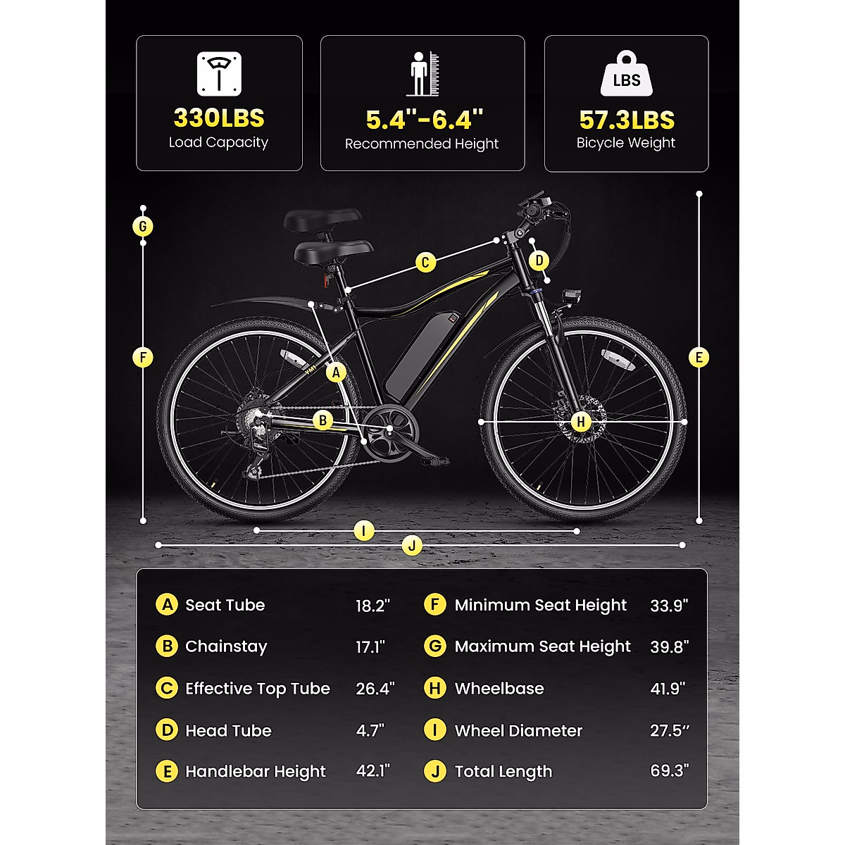 Heybike Electric Bike for Adults,750W Peak Brushless Motor,up to 40Miles,22mph Max Speed Electric Mountain Bike,480WH Removable Battery Ebike,27.5'' Tires, 7-Speed and Front Suspension