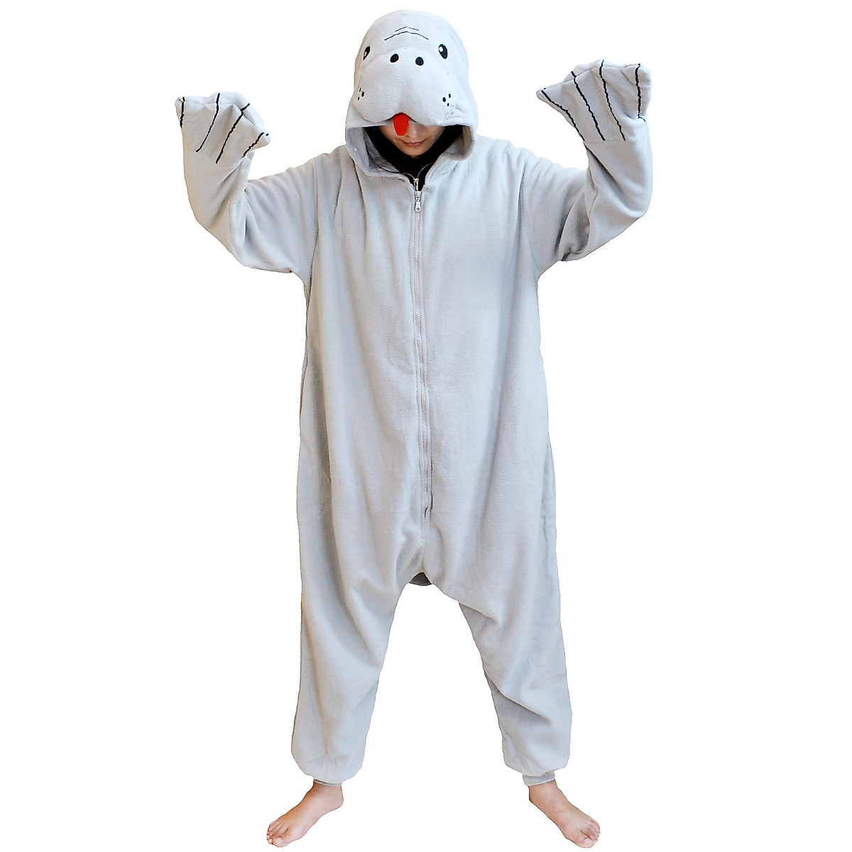 LZBXBXDA Unisex Adult Manatee Onesie One Piece Pajamas Animal Plush Halloween Christmas Costume Homewear Sleepwear for Women men