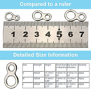 Fishing Split Rings, 60pcs High Strength Stainless Steel Solid Fishing Figure 8 Jigging Rings Lure Connector Tackle Accessories Saltwater Freshwater