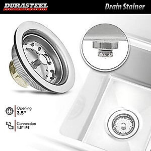 Stainless Steel Kitchen Sink with Faucet - DuraSteel 3 Compartment Commercial Sink w/Double Drainboards - Triple 10" x 14" x 10" Bowl Size - for Restaurant, Laundry, Garage & Backyard - NSF Certified