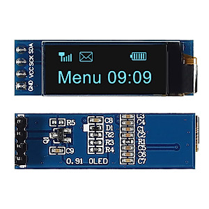DWEII 10 Pieces I2C Display Module 0.91 Inch I2C OLED Display Module I2C OLED Screen Driver DC 3.3V~5V 4PINS for Arduino ESP32 ESP8266 AVR PIC STM32 for Raspberry pi (Blue Color)