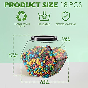 Bokon 18 Pcs Hexagon Shaped Jars with Lids Plastic Cookie Container 30oz Clear Wide Mouth Candy Storage Jar for Cookies, Candy, Snacks, Paper Stars, Detergent Pods, Gifts and Storage