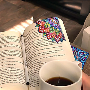 BSRESIN Diamond Art Bookmarks, 4 PCS Cute Diamond Art Bookmarks for Book Lovers, DIY Corner Bookmark Diamond Art Kits for Kids