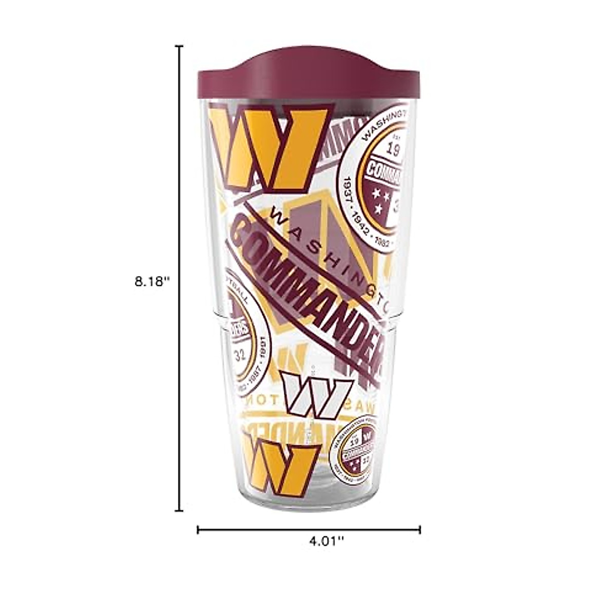 Tervis NFL Washington Commanders-All Over Insulated Tumbler, 1 Count (Pack of 1), Classic