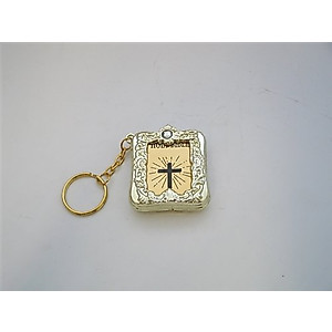 Bible Keychain Key Chain Religious Favor - English - Gold (12 Pack)