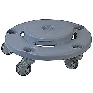 Janico 1041 Quiet Trash Can Dolly, Non Marking Casters, Round, 18"x18"x6", Grey