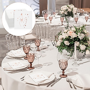 50 Pcs Wedding Napkins Rose Gold Cocktail Beverage Dessert Napkins Bridal Shower Napkins White Paper Disposable Napkins with Rose Gold Foil Ring Finger Design for Engagement Party Decorations 3 Ply