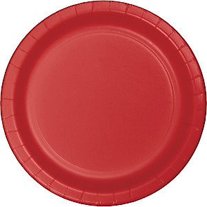 Creative Converting Touch of Color 240 Count Round Small/Dessert Paper Plates, Classic Red