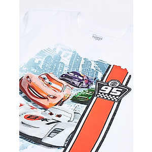 Cars Little Boys' Toddler Race Toddler T-Shirt, White, 4T