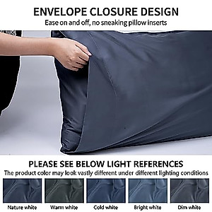 Lavisun Cooling Pillow Cases Set of 2 Standard, Rayon Derived from Bamboo Pillowcases, Skin-Friendly Envelope Closure Pillow Cases, Soft Breathable Pillow Covers for Hot Sleepers, 20"x26", Navy Blue