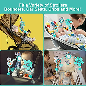 Lynncare Adjustable Arch Bassinet Toys for Infant & Toddlers, Stroller Arch, Baby Crib Toys with Fascinating Toys for Stimulating Baby’s Senses and Developing Motor Skills