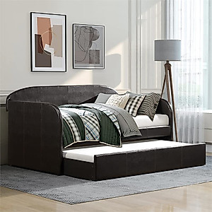 Lexicon Roland Faux Leather Daybed with Trundle in Dark Brown