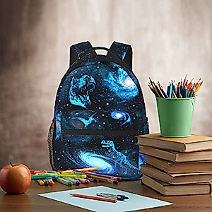 Dinosaur Backpack for Men Animals Blue Space Galaxy Print Bookbags for Men Lightweight Waterproof Adjustable Strap Bags Travel Laptop Backpack