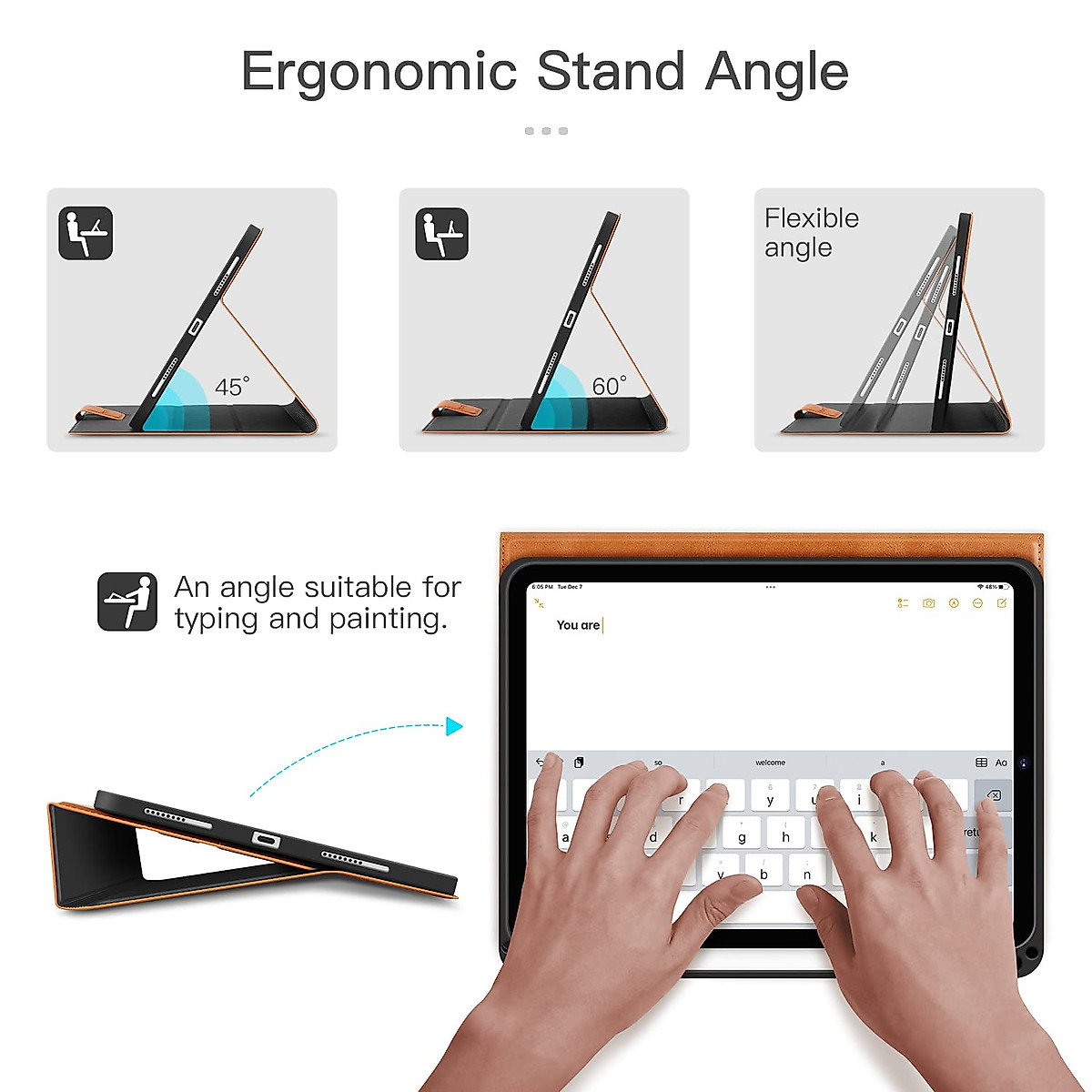 BloxFlag Case for iPad Pro 11 inch 4th Generation (2022)/3rd/2nd/1st Gen(2021/2020/2018) with Pencil Holder/Pocket/Typing Angle Auto Sleep/Wake Vegan Leather iPad Pro 11 Cover (Orange)