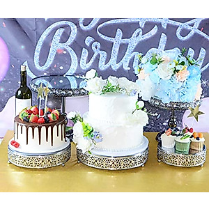Cake Stand Set of 3 Metal Cupcake Stands Dessert Display Plate for Wedding Party Birthday,Silver