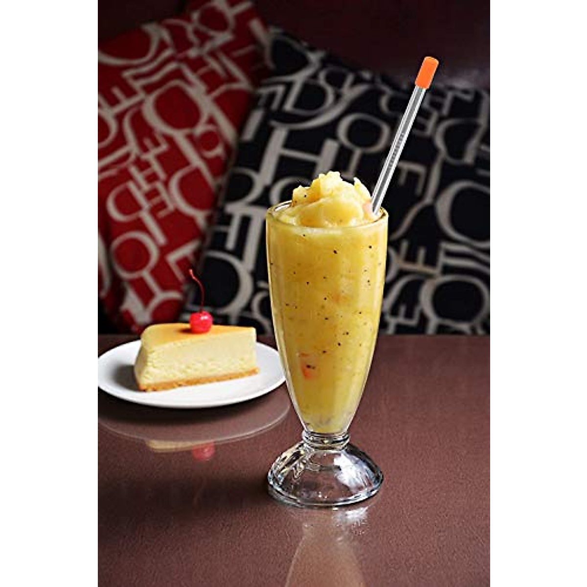 Kichwit Extra Long Stainless Steel Straws Set of 8, Reusable Wide Straws for Smoothies, 10.5 Inches Long, 5/16" Wide, Metal Drinking Straws, 2 Cleaning Brushes Included