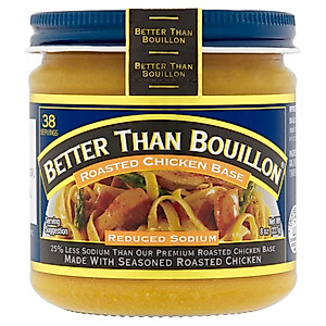 Better Than Bouillon Reduced Sodium Roasted Chicken Base, Made with Seasoned Roasted Chicken & Less Sodium, 38 Servings Per Jar 8 Ounce (Pack of 2)