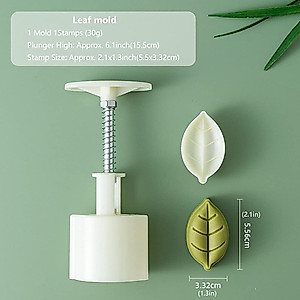 Yuing Mooncake Mold 30g- Cookie Stamps Plastic Hand Press Leaf Shape Kitchen Gadgets DIY Baking Pastry Tool (Leaf mold)