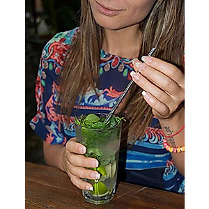 Set of 10 Stainless Steel Straws, HuaQi Straight Reusable Drinking Straws 10.5'' Long 0.24‘’ Dia for 30 oz Tumbler and 20 oz Tumbler, 2 Cleaning Brush Included (10 Straight Straws + 2 Brushes）