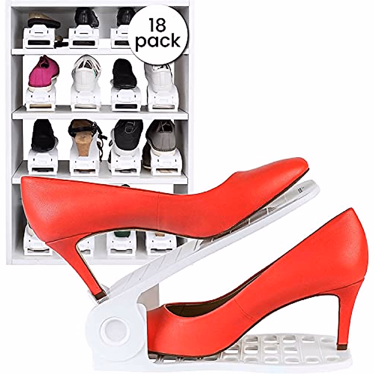 ZCX Space Saving Adjustable Shoes Organizer Rack for Closet Easy Shoe Stacker for Sneakers, Low Heels, High Heels Shoe Racks