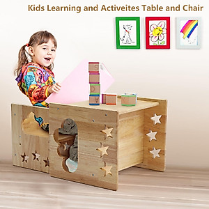 Nuoex Montessori Weaning Table and Chair Set for Read,Play, Wooded Toddler Table and Chairs for 1-5 Year Old, Kids Activity Table and Chair Step Stool Montessori Furniture Birthday Gift