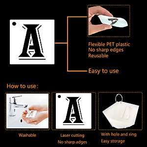 42PCS Letter Stencils 4 inch Reusable Plastic, Alphabet Craft Stencils and Number, Art Craft Stencils, Number Templates Letter Stencils for Wood, Wall, Fabric, Rock, Chalkboard, Signage