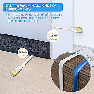 Flat Cat6 Ethernet Cable 200 Ft with Cable Clips, comtelek cat 6 Ethernet Rj45 Patch Cable, Slim Network Cable, Thin Internet Computer Cable - 200 Feet White(60 Meters)…