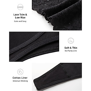 Jo & Bette Thongs for Women Low Rise - 6 Pack Lace Thongs - Black Thongs for Women Seamless Underwear No Show Soft Sexy