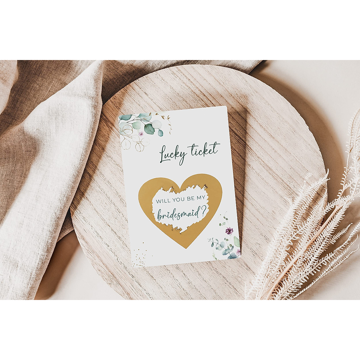 Joli Coon Will you be my bridesmaid scratch card - Bridesmaid proposal with envelope - Eucalyptus