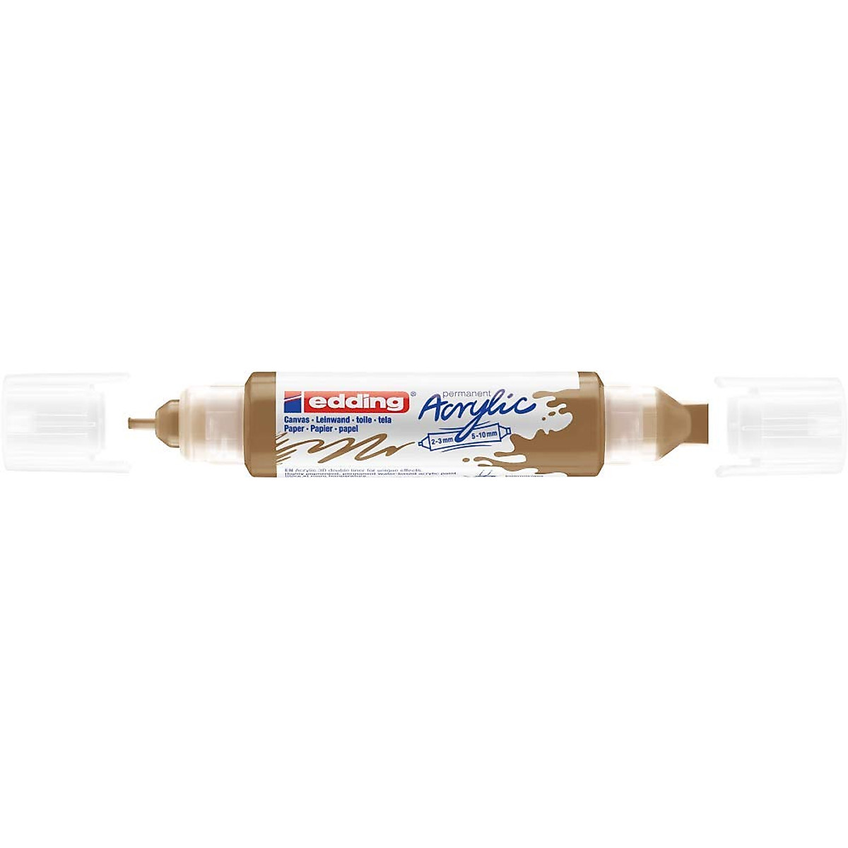 edding 5400 acrylic 3D double liner - gold - 1 acrylic colour tube - 2 nozzles 2-3,5-10mm - acrylic paint for canvas, painting boards and wood - waterproof acrylics in artist-quality colours