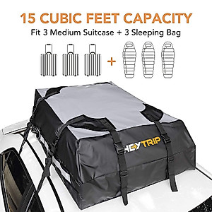 HEYTRIP Waterproof Rooftop Cargo Carrier with Non-Slip Bottom, Reflective Strips for Vehicles with Racks or Without Racks