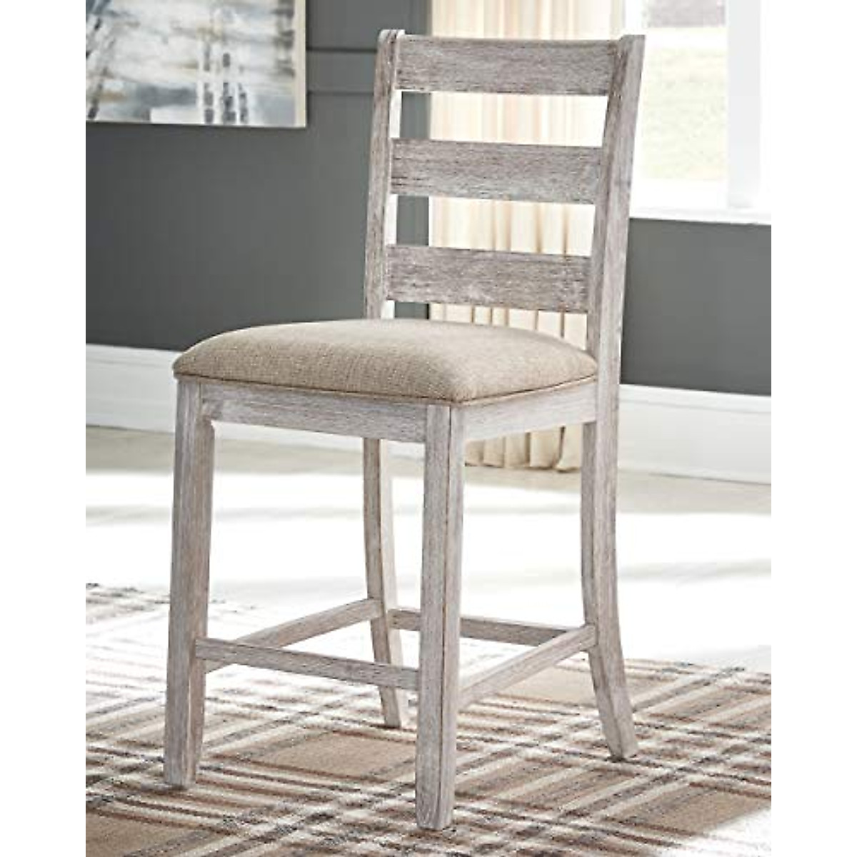 Signature Design by Ashley Skempton 24" Counter Height Upholstered Barstool, Set of 2, Antique White