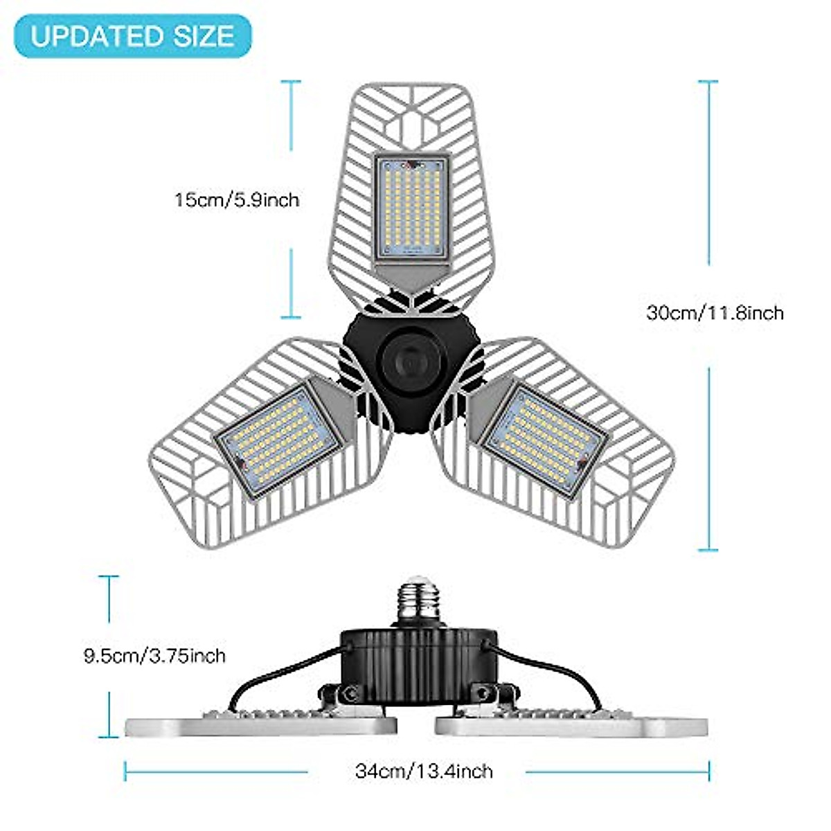 LZHOME 2-Pack LED Garage Lights, Deformable LED Garage Ceiling Lights 9000 Lumens, 82W CRI 80 Led Shop Lights for Garage, Adjustable Garage Lights, Led Garage Lighting (No Motion Activated)