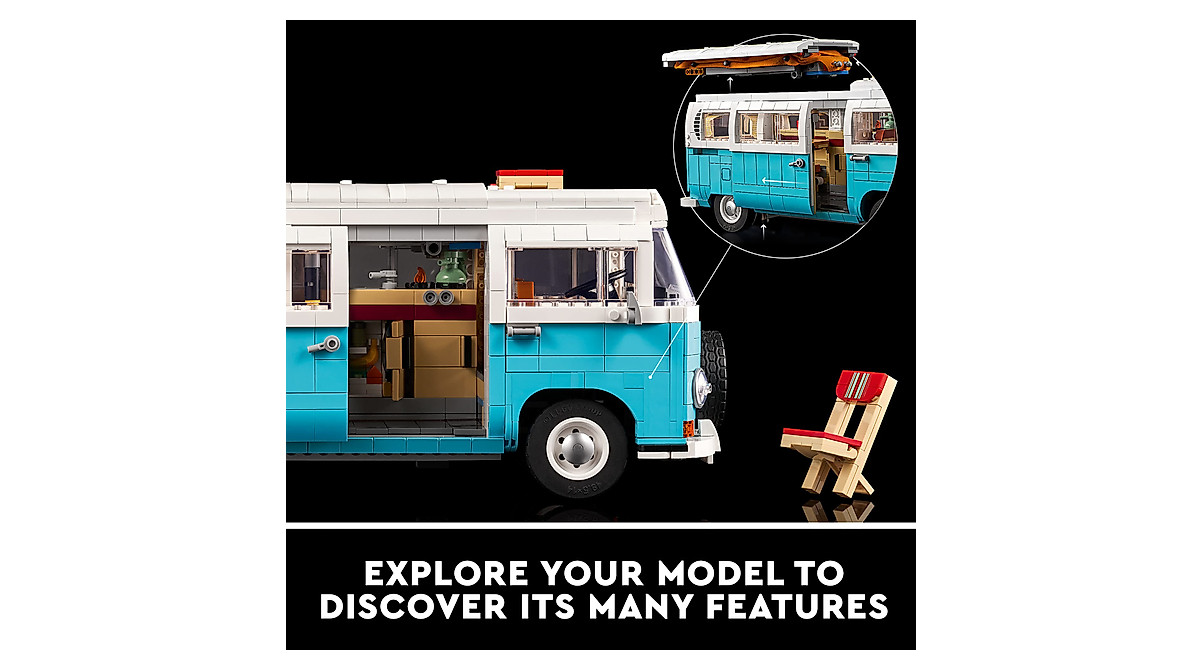 LEGO Volkswagen T2 Camper Van Model Kit - Authentic Build & Display