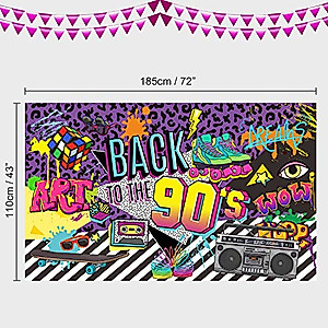 90s Theme Backdrop Hip Hop Graffiti Back to 90's Party Banner Background 71x43.3 Inch Fabric Wall Table Decorations Photo Booth Props