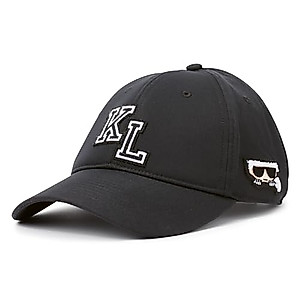 Karl Lagerfeld Paris Men's Kocktail Karl Head Logo on The Side Patch Cap, Black_Varsity