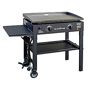 Blackstone 28 inch Outdoor Flat Top Gas Grill Griddle Station - 2-burner - Propane Fueled - Restaurant Grade - Professional Quality & 5003 28" Griddle Hard Cover, 28 Inch, Black