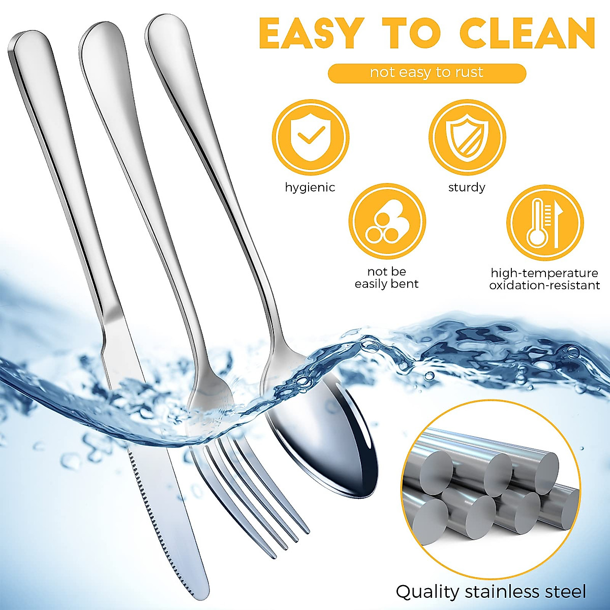 100 Pieces Silverware Set Stainless Steel Flatware Set for 20 Silver Flatware Sets Include Fork Knife Spoon Set, Mirror Finished, Dishwasher Safe