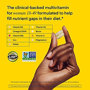 Ritual Multivitamin for Women 18+, Clinical-Backed Multivitamin with Vitamin D3 for Immune Support*, Vegan Omega 3 DHA, B12, Iron, Gluten Free, Non GMO, Mint Essenced, 30 Day Supply, 60 Capsules